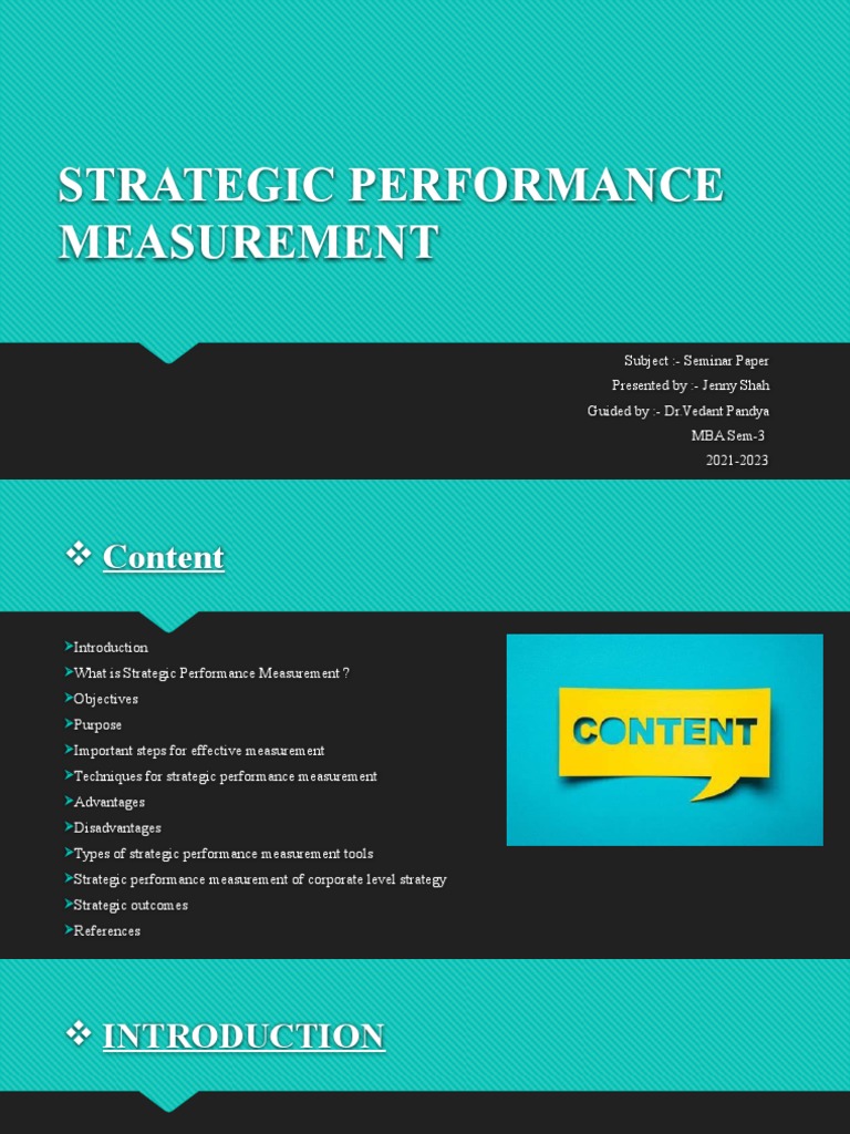 Strategic Performance Measurement Pdf Performance Indicator