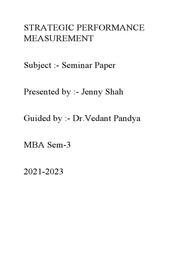 Strategic Performance Measurement Guide | PDF | Performance Indicator ...