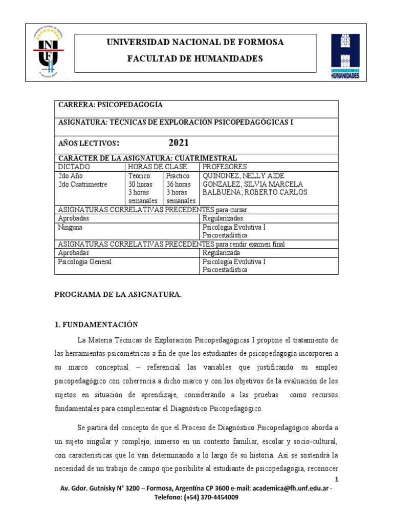 Programa 2021-Tecnicas I | Descargar gratis PDF | Sicología | Psicometría