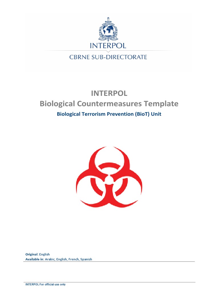 INTERPOL Biological Countermeasures Template Biological Terrorism Prevention | PDF | Computer ...