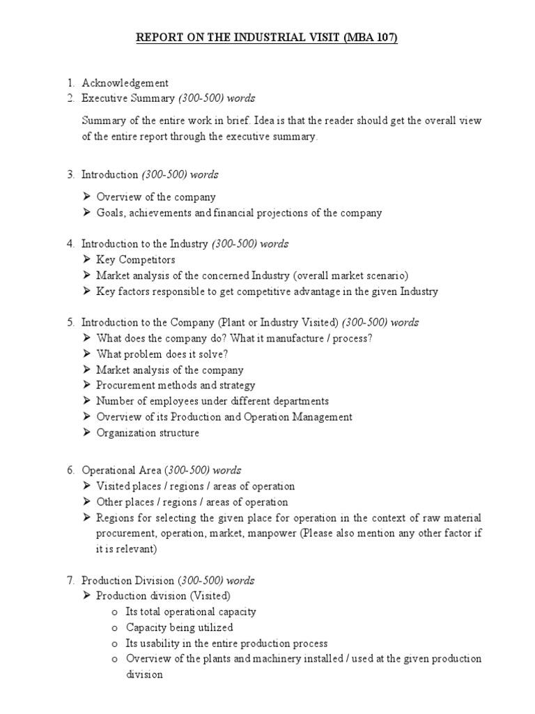 Industrial Visit Report Guidelines | PDF | Marketing | Business Process