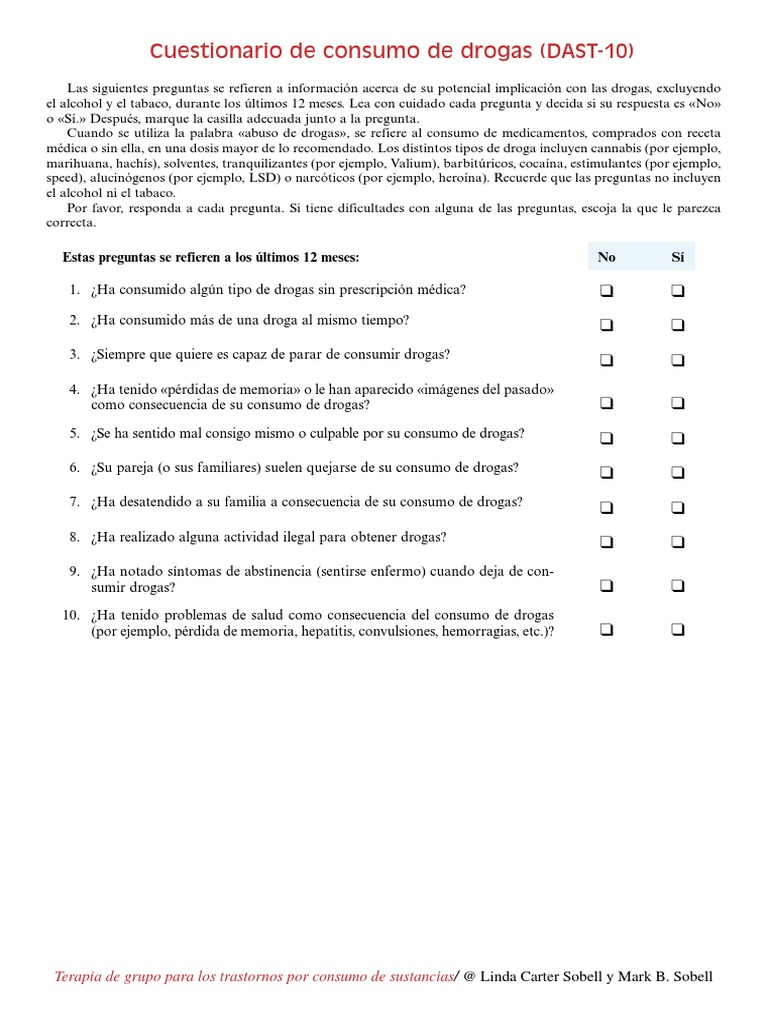 Cuestionario Consumo | PDF | La dependencia de sustancias | Drogas