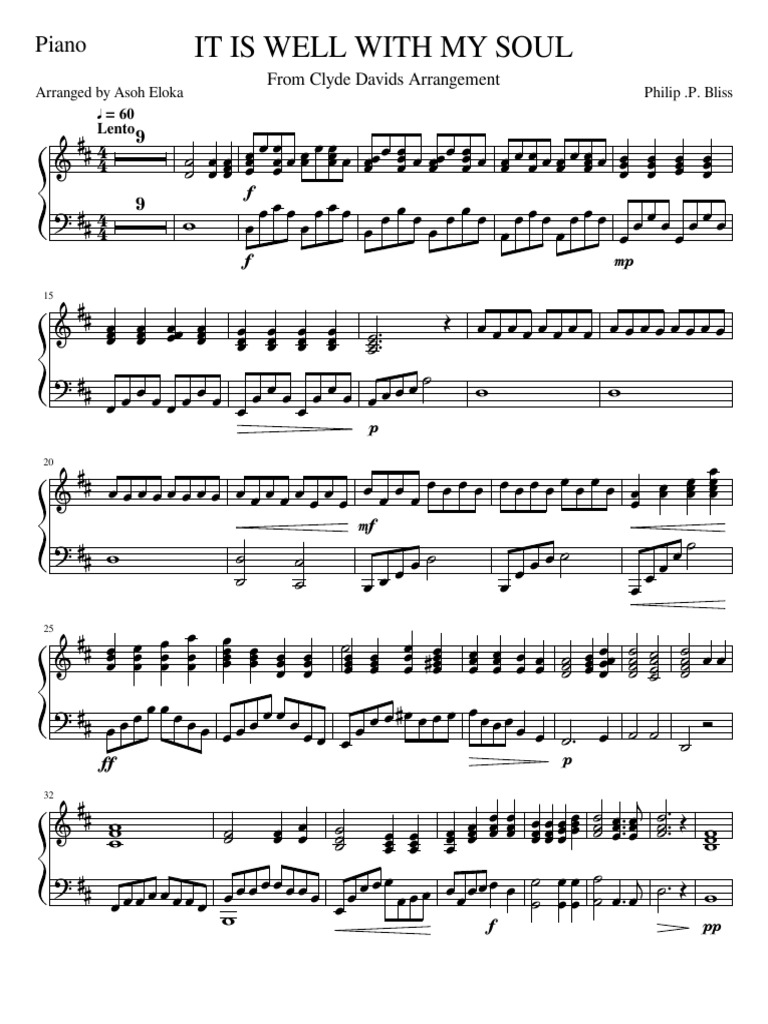 Philip Bliss - It Is Well - Arranged by Clyde Davids (Piano) | PDF