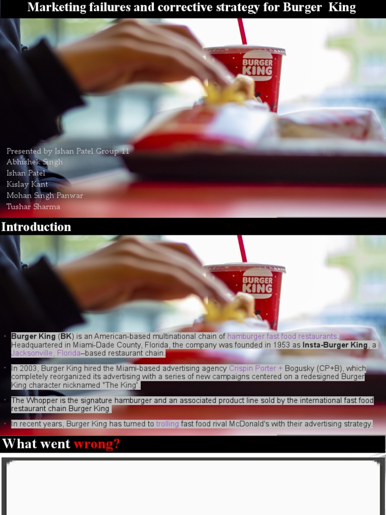 Marketing Failures and Corrective Strategy For Burger King | PDF ...