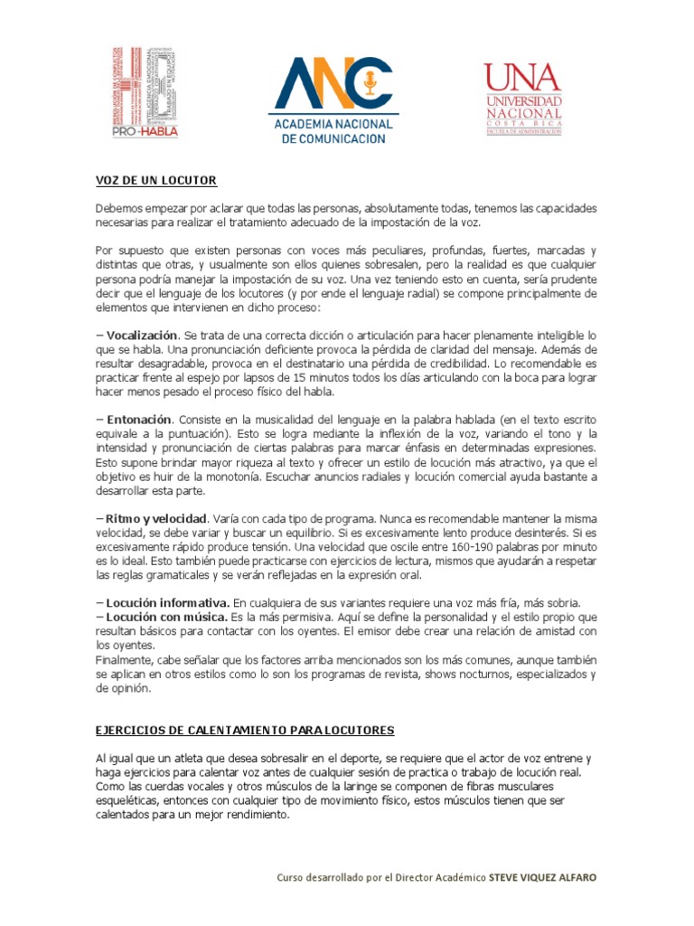 Ejercicios para Mejorar la Inflexión Vocal | PDF