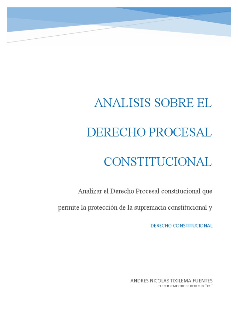 Analisis Sobre El Derecho Procesal Constitucional | PDF | Ley procesal | Constitución