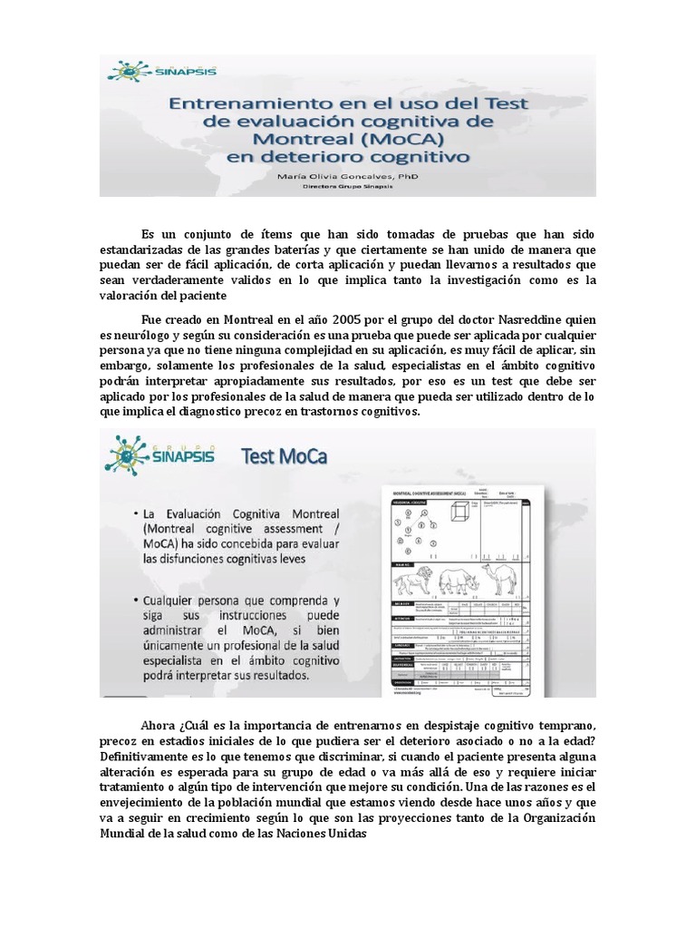 Clase 1 Test de Moca | PDF | Enfermedad de Alzheimer | Especialidades ...