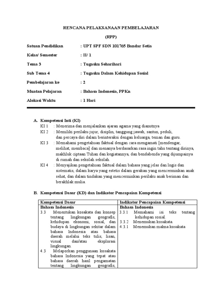 RPP Ruston KLS 2 Tema 3 ST 4 PB 2 | PDF