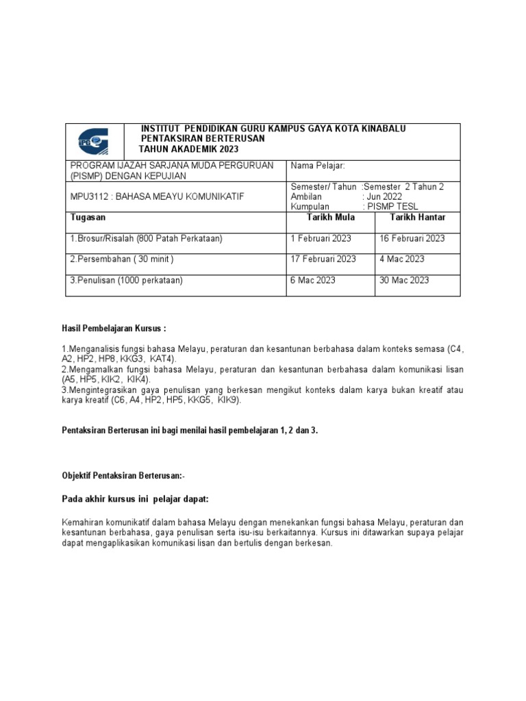PB MPU3112 BMK Edisi Pelajar-1 | PDF