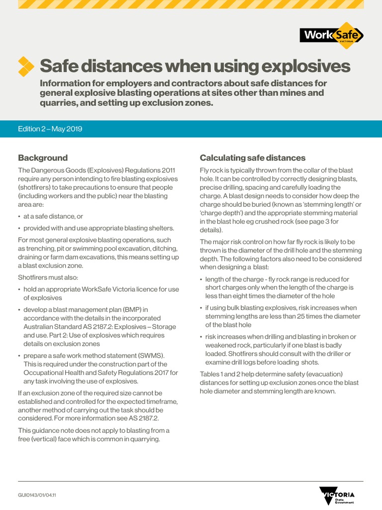 Safe Distances for Explosive Blasting | PDF