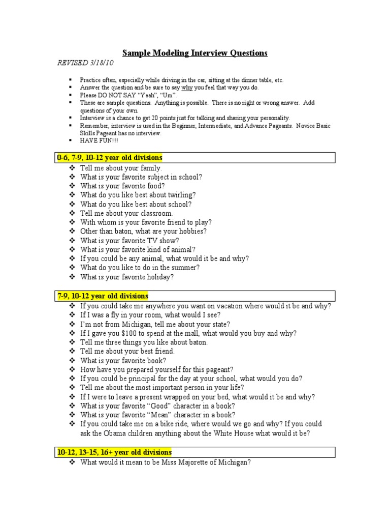 Sample Modeling Interview Questions | PDF