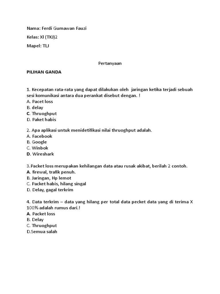 Tugas TLJ Pertanyaan | PDF