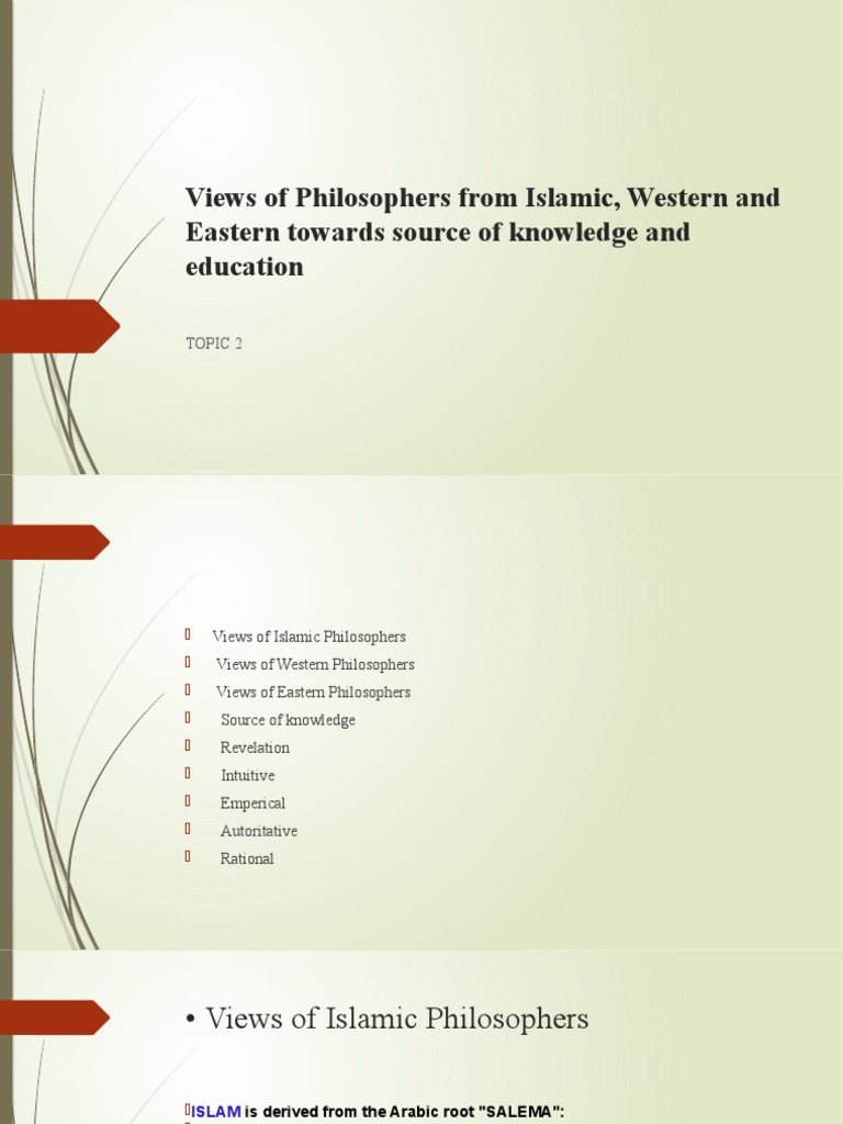 TOPIC 2 - Islamic, Eastern, Western Philosophers | PDF | Knowledge ...