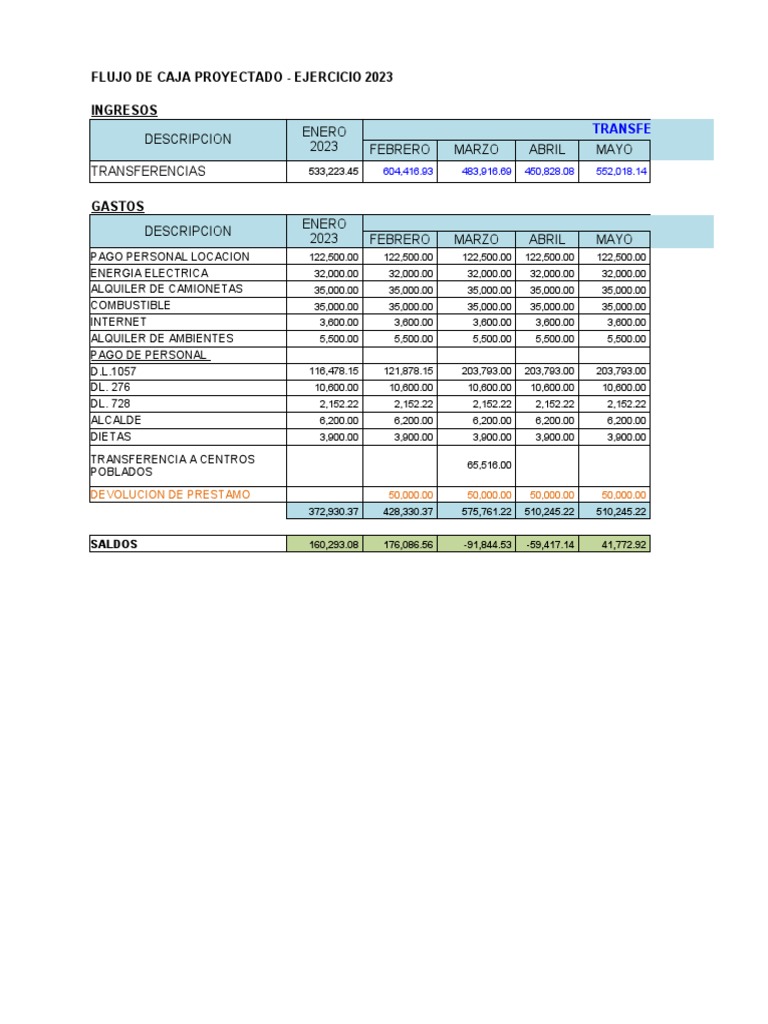 Flujo de Caja 2023 | PDF