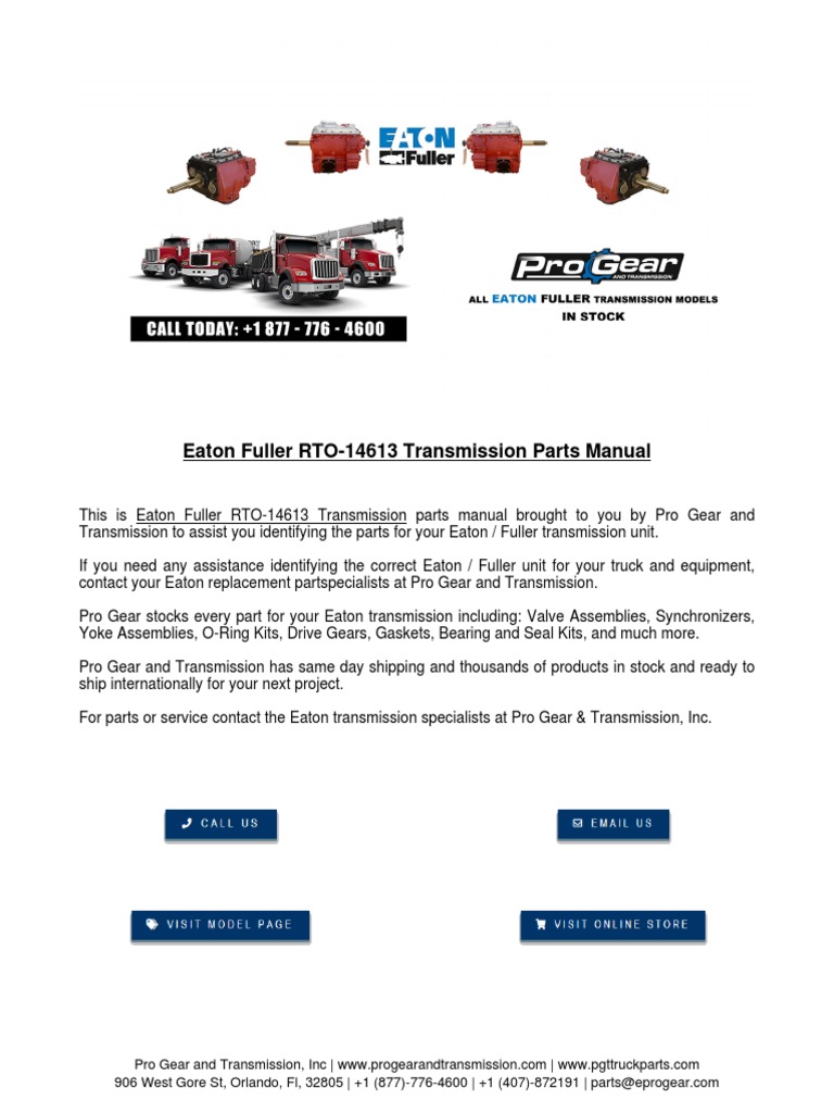 RTO-14613 Transmission Parts Manual | PDF | Manual Transmission ...