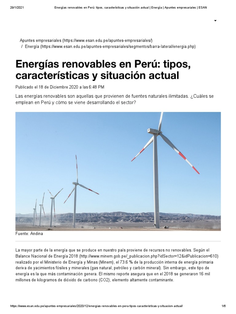 Lectura - Energías Renovables Del Perú | PDF | Energía renovable | Energía solar