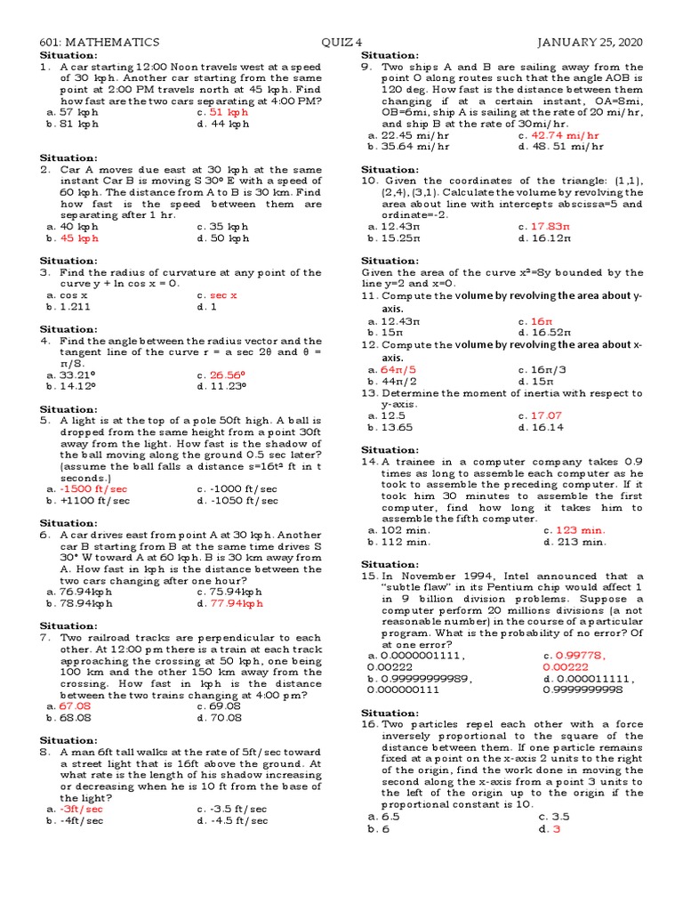 q4 MATH-BATCH 3 | PDF | Area | Force