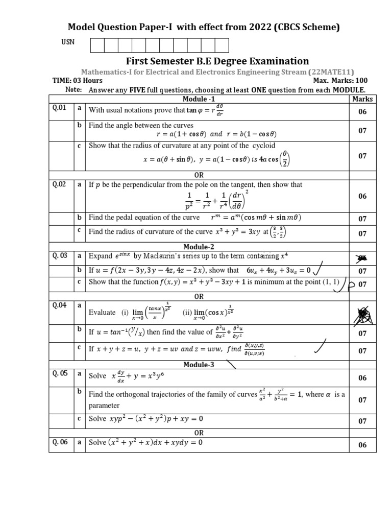 22MATE11 | PDF | Mathematical Physics | Mathematical Objects