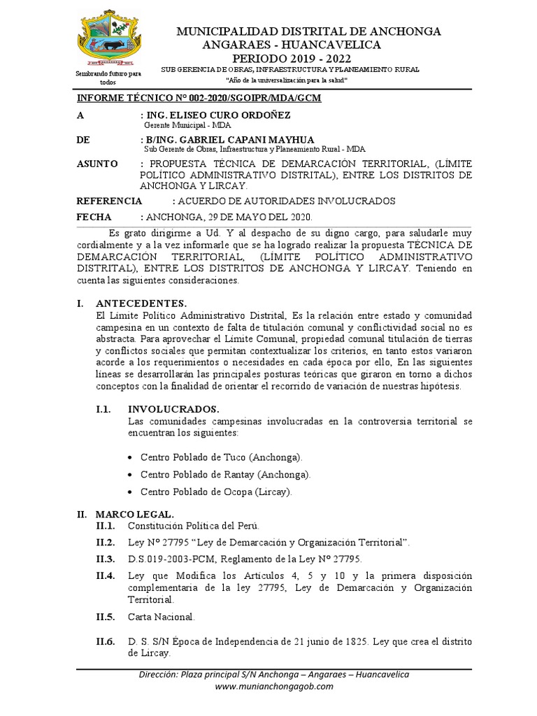 Propuesta técnica para definir el límite político-administrativo entre ...