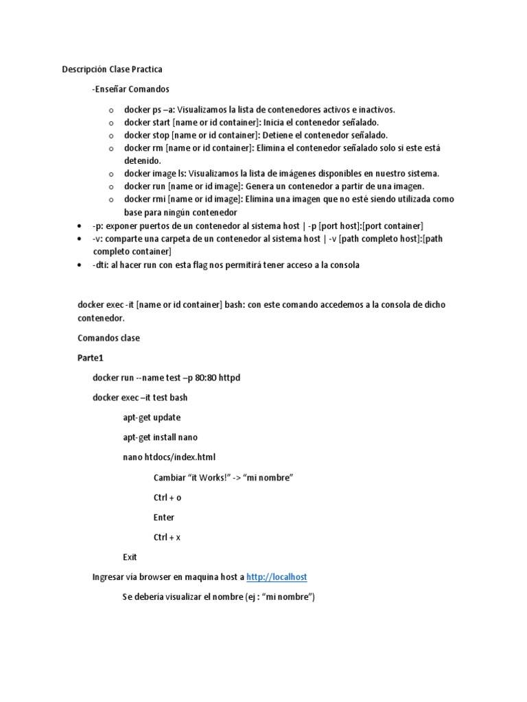 Descripcion Clase Practica Docker | PDF