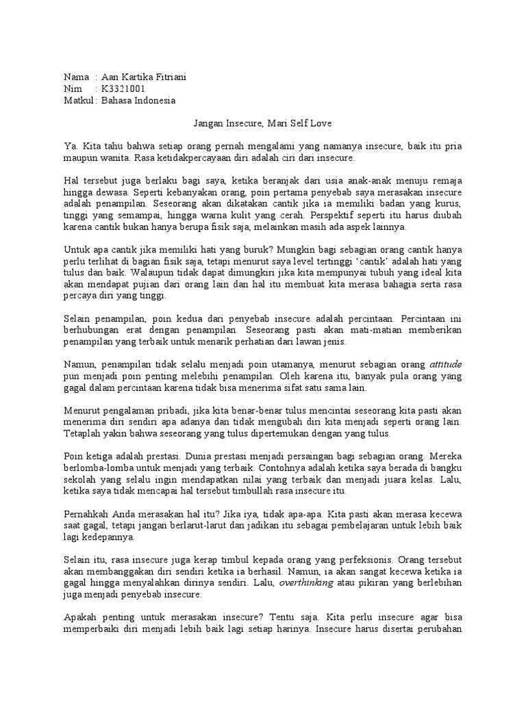 Aan Kartika Fitriani - Jangan Insecure, Mari Self Love | PDF