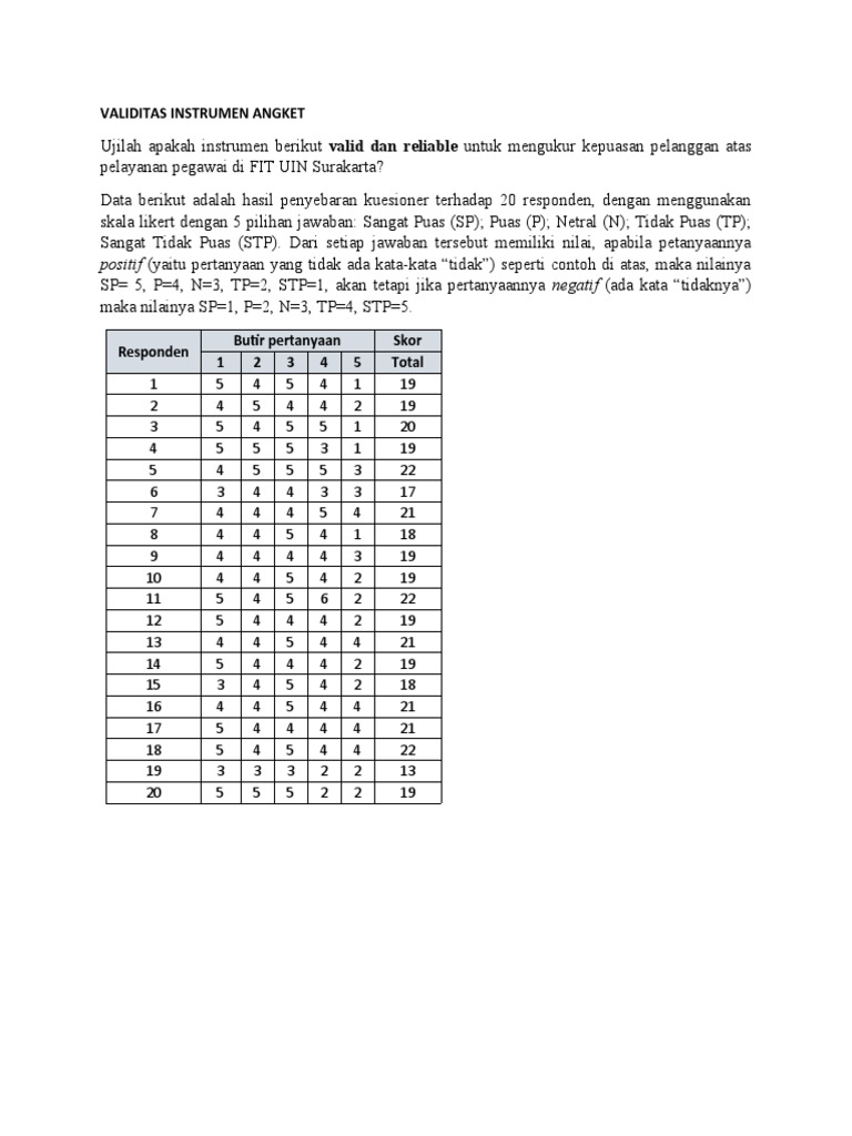 Validitas Angket | PDF