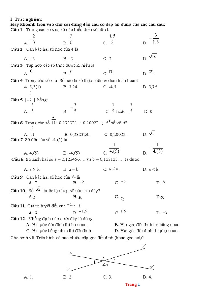 De Cuong On Tap HK1 | PDF