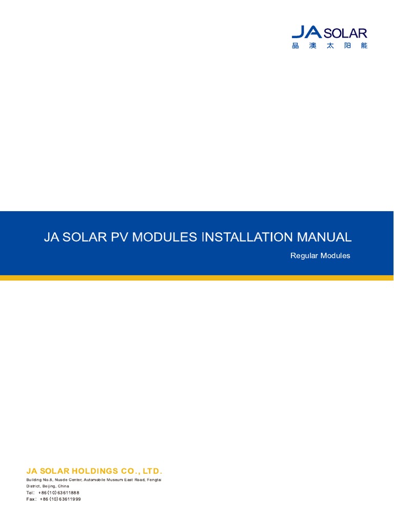 Ja Solar PV Modules Installation Manual | PDF