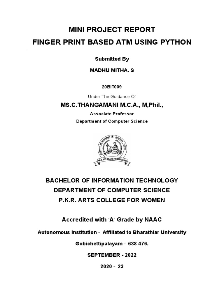 Mini Project Report - 5097257149652678496 | PDF | Titles | Vocational Education