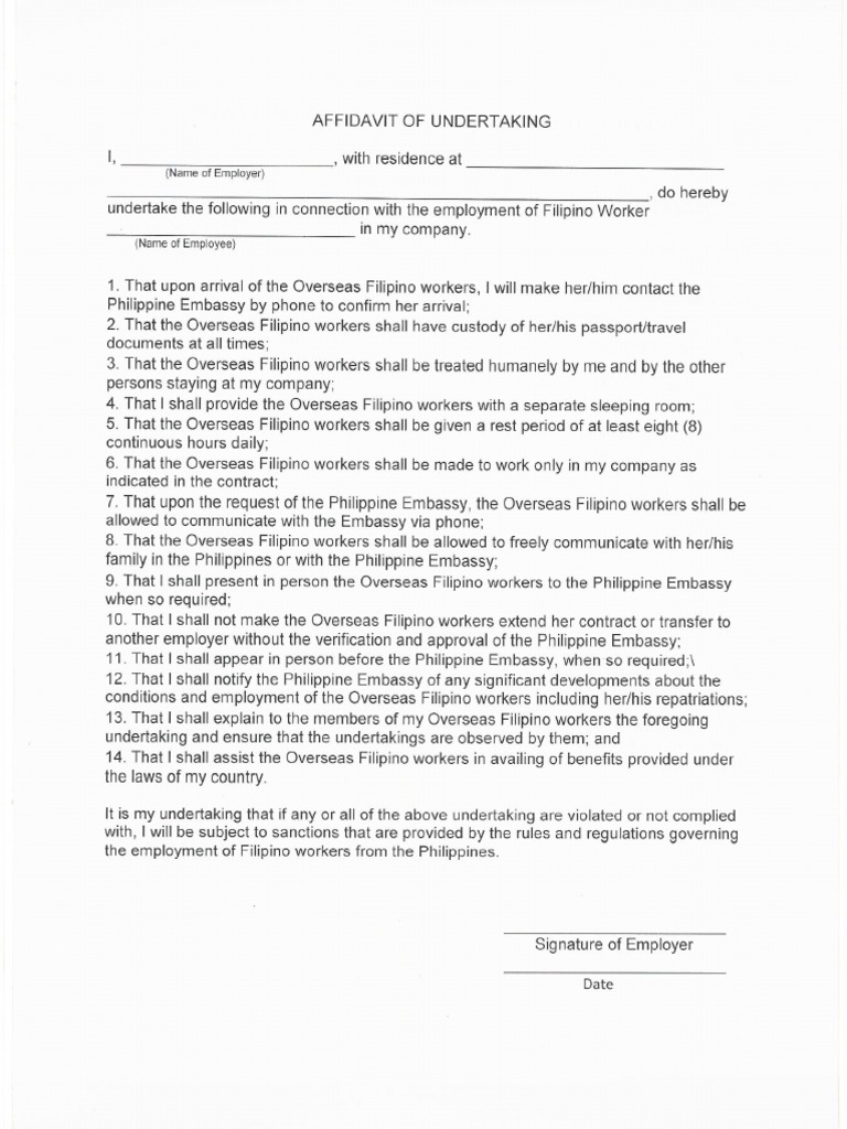 2affidavit of Undertaking by Employer | PDF