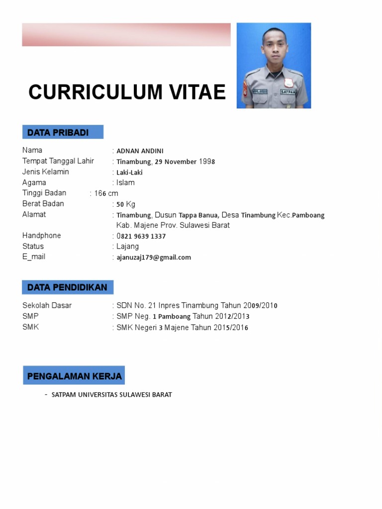 CV - Adnan Dan Lamaran Kerja | PDF