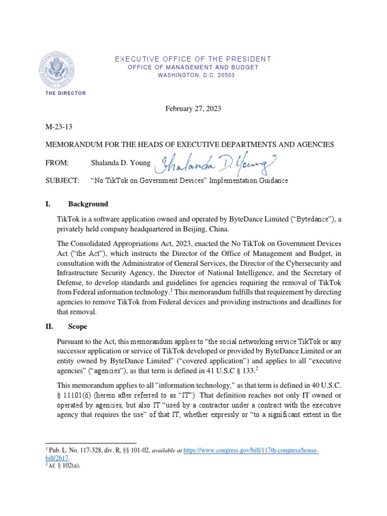 No TikTok on Government Devices Guidance | PDF | Computer Security ...