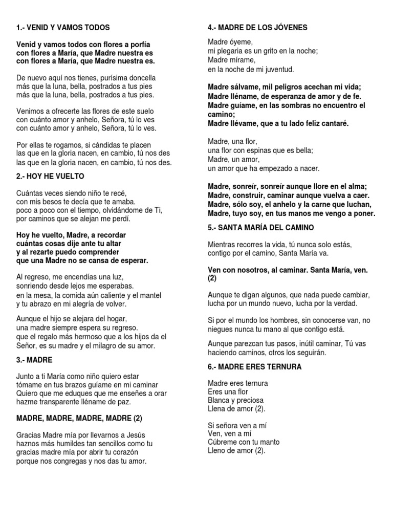 Cantos Maria | PDF | María, madre de Jesús | Amor