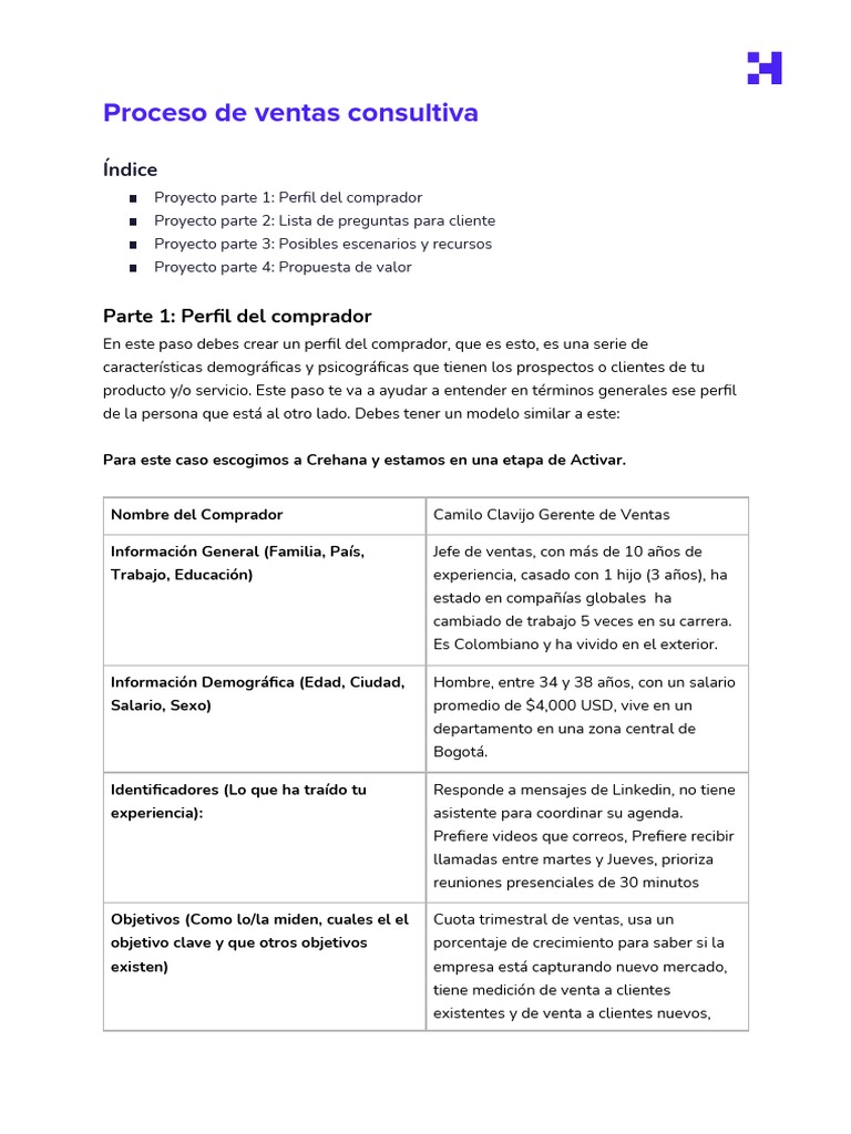 Proyecto Final Ventas Consultivas Camilo Clavijo | PDF | Cliente | Software