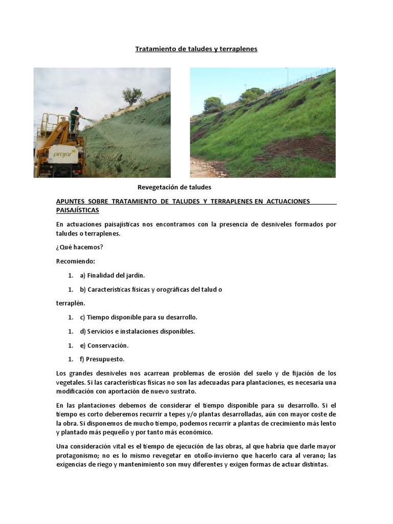 Tratamiento y Revegetación de Taludes | PDF | Suelo | Agua