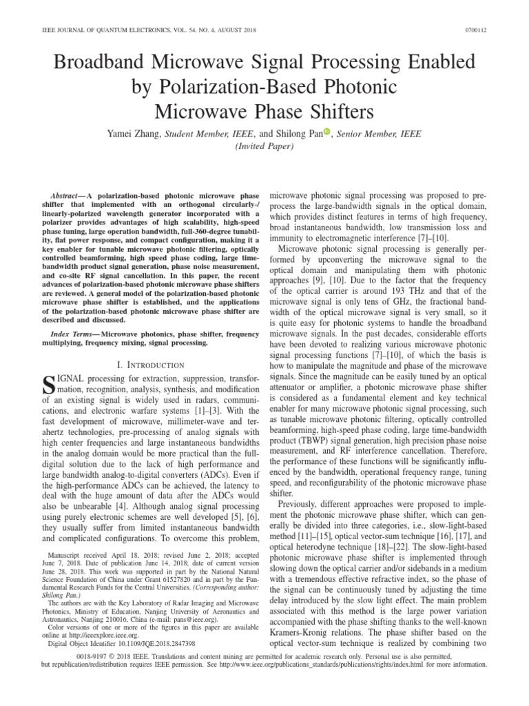Broadband Microwave Signal Processing Enabled by Polarization-Based Photonic Microwave Phase ...