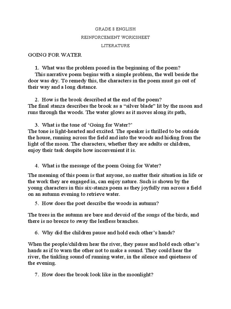 Ans Key - Lit - Reinforcement - GR8 | PDF | Teachers | Reason