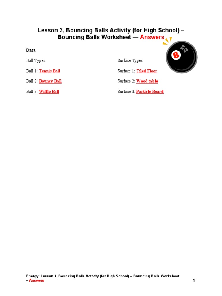 Cub Energy Lesson03 Activity3 Worksheet Answers | PDF | Collision | Momentum