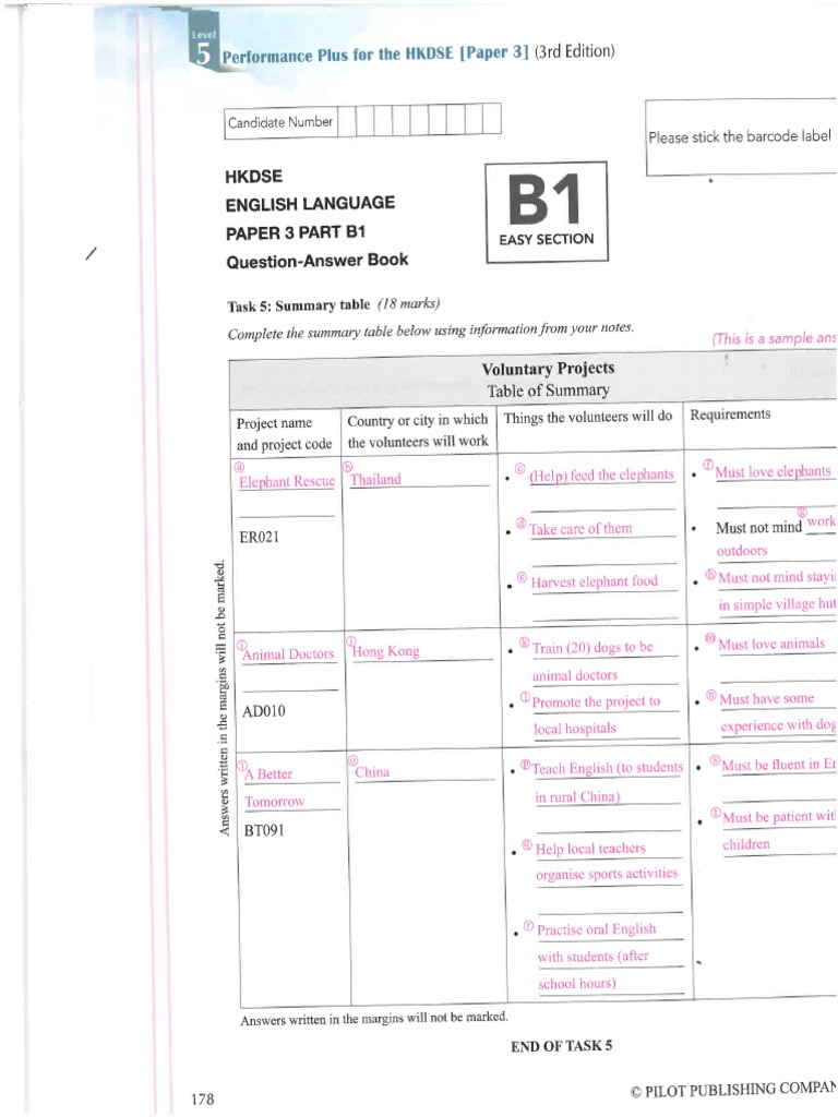 Test Paper 4 - B1 (Answers) | PDF