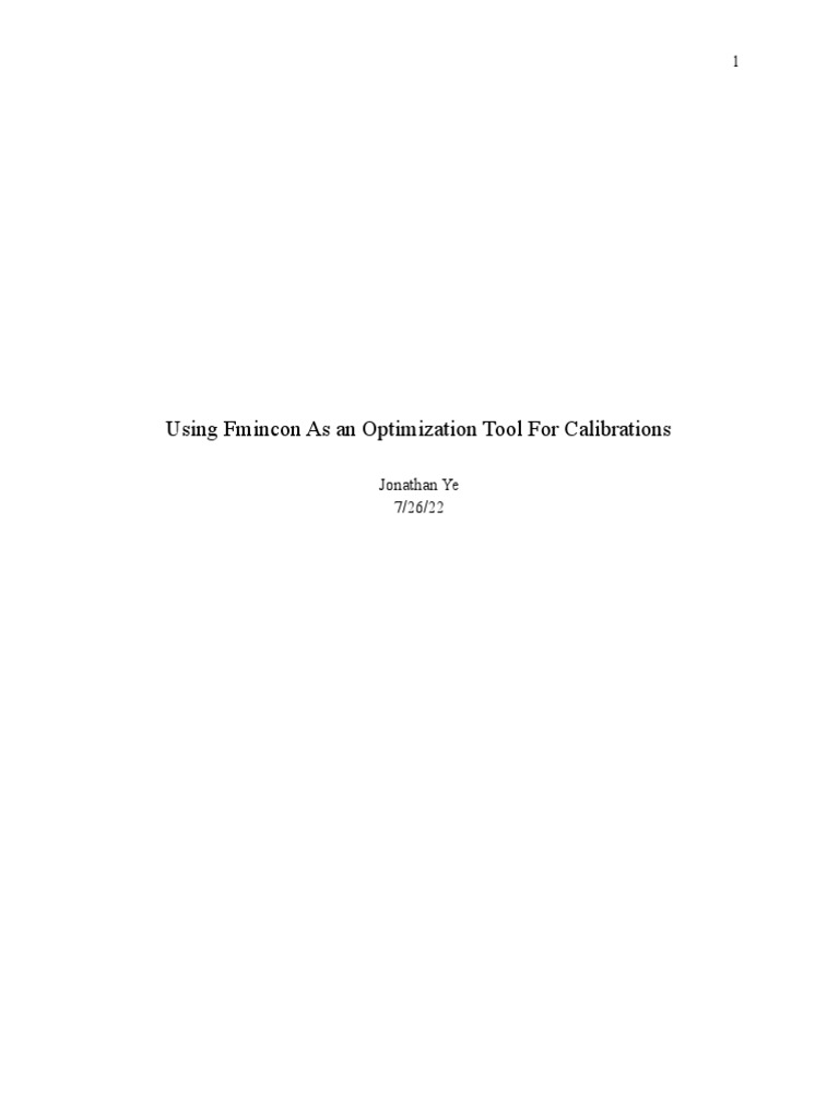 Using Fmincon As An Optimization Tool For Calibrations | PDF | Mathematical Optimization | Loss ...