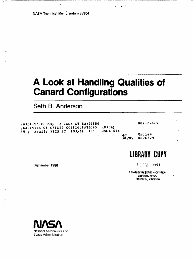 Handling Qualites of Canard | PDF | Stall (Fluid Mechanics) | Aircraft