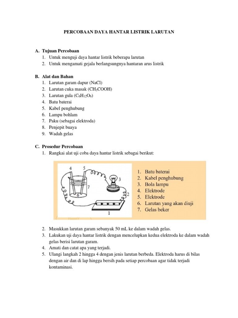 Percobaan Daya Hantar Listrik Larutan | PDF
