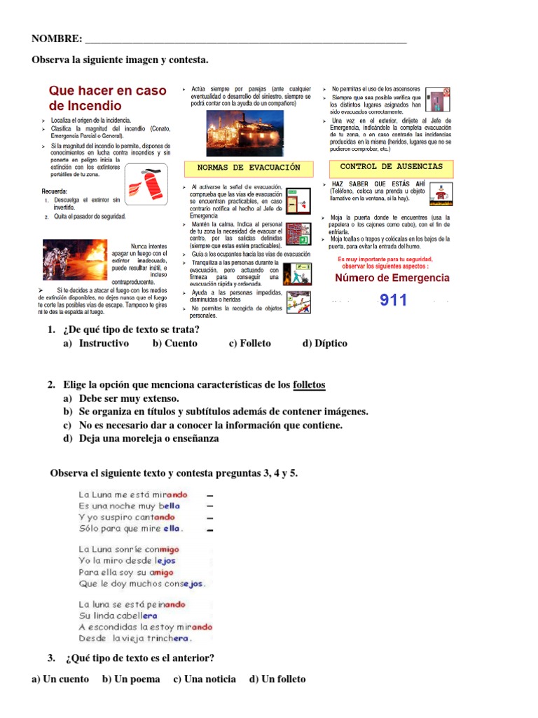 EXAMEN PRIMER TRIMESTRE ESPAÑOL, 4o. GRADO | PDF