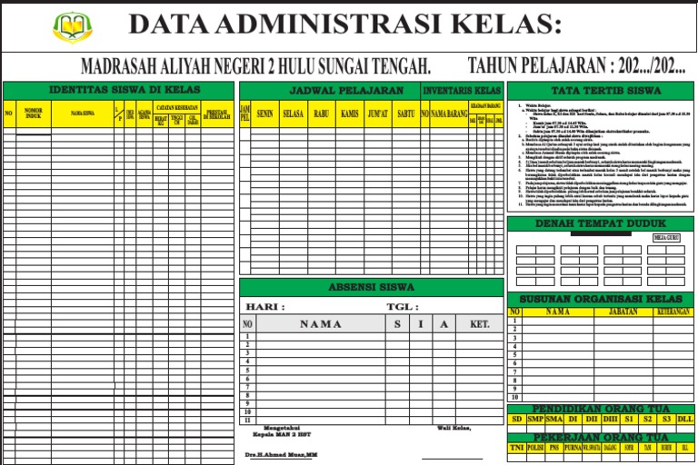 Administarasi Kelas Man 2 HST Ukuran 120 X 80 | PDF