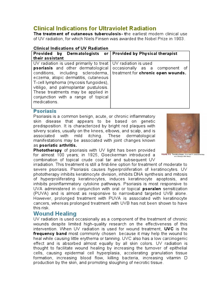 Clinical Indications For Ultraviolet Radiation | PDF | Psoriasis ...