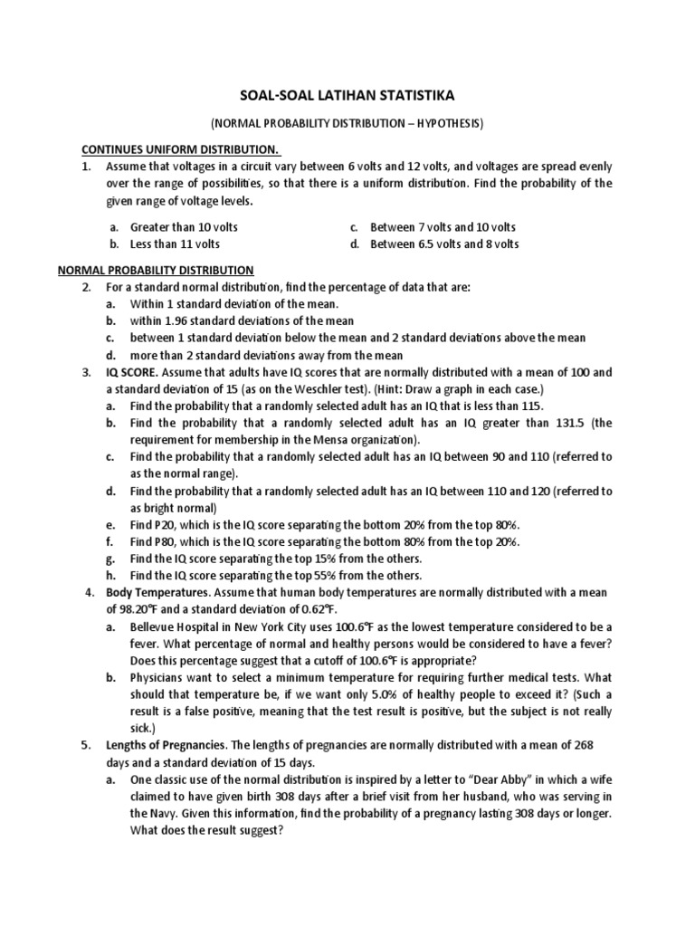 Lat Soal NPD - Hypothesis | Download Free PDF | Confidence Interval ...