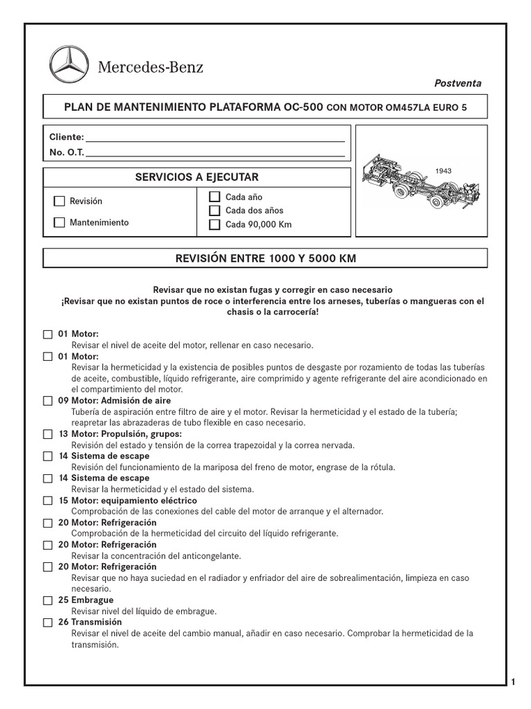 Plan de Mant. Plataforma OC-500 (Paradiso) | PDF | Eje | Neumático