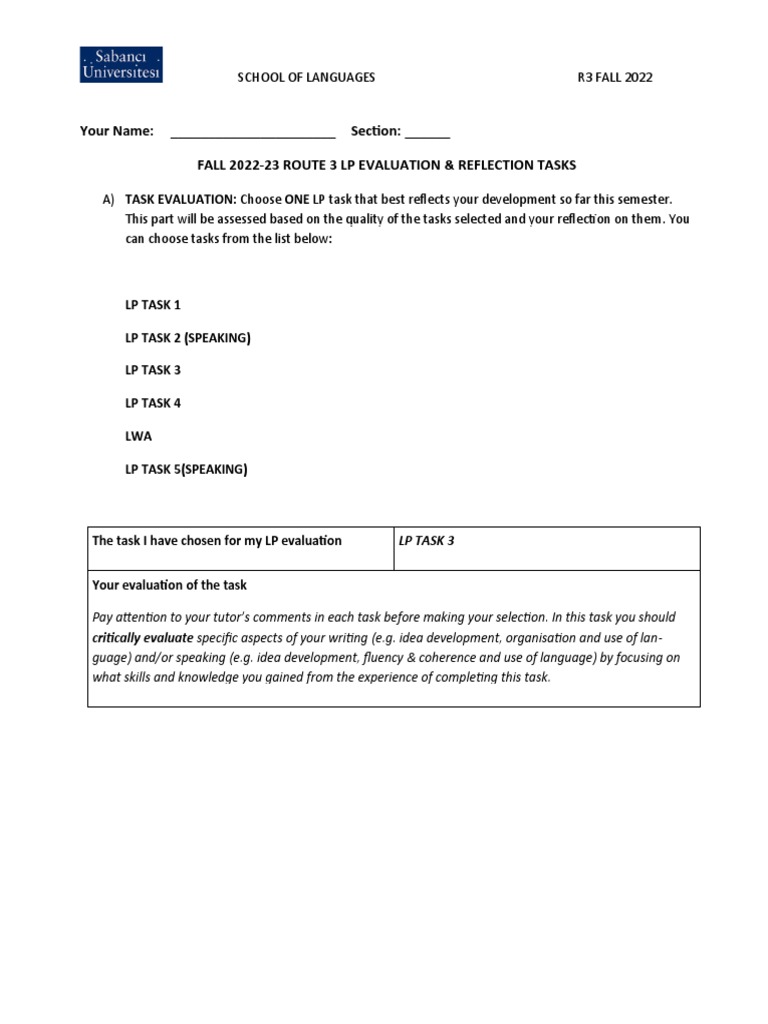 LP Evaluation Reflection Task | PDF | Psychology | Cognitive Psychology