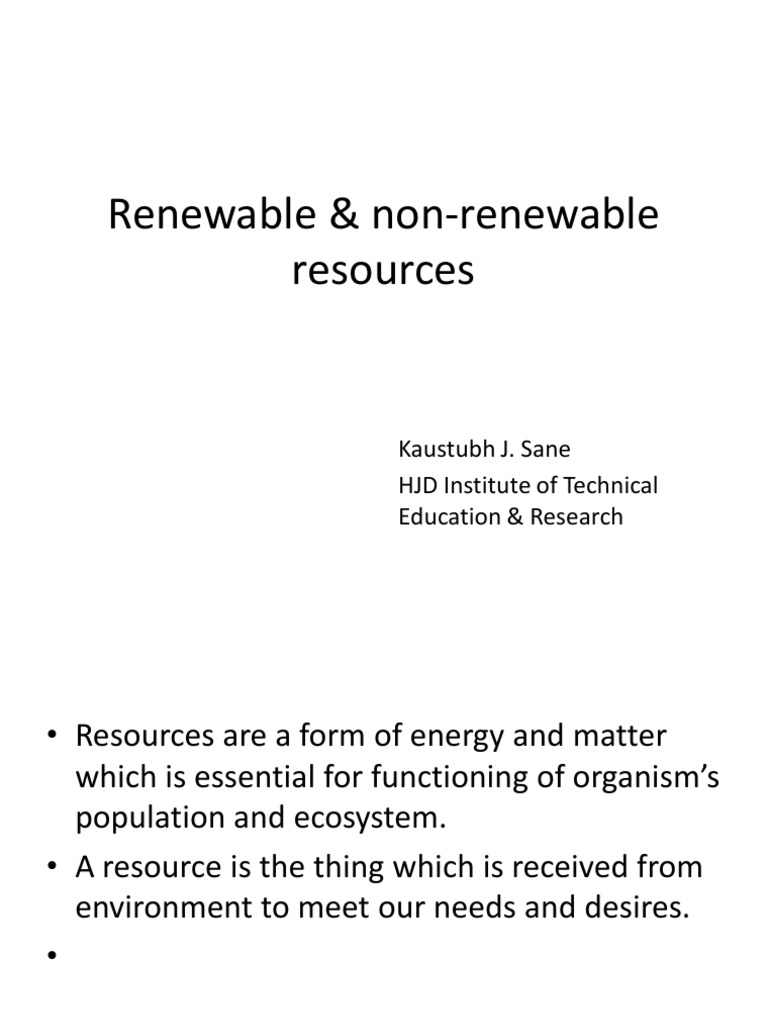 Renewable & Non-Renewable Resources | PDF