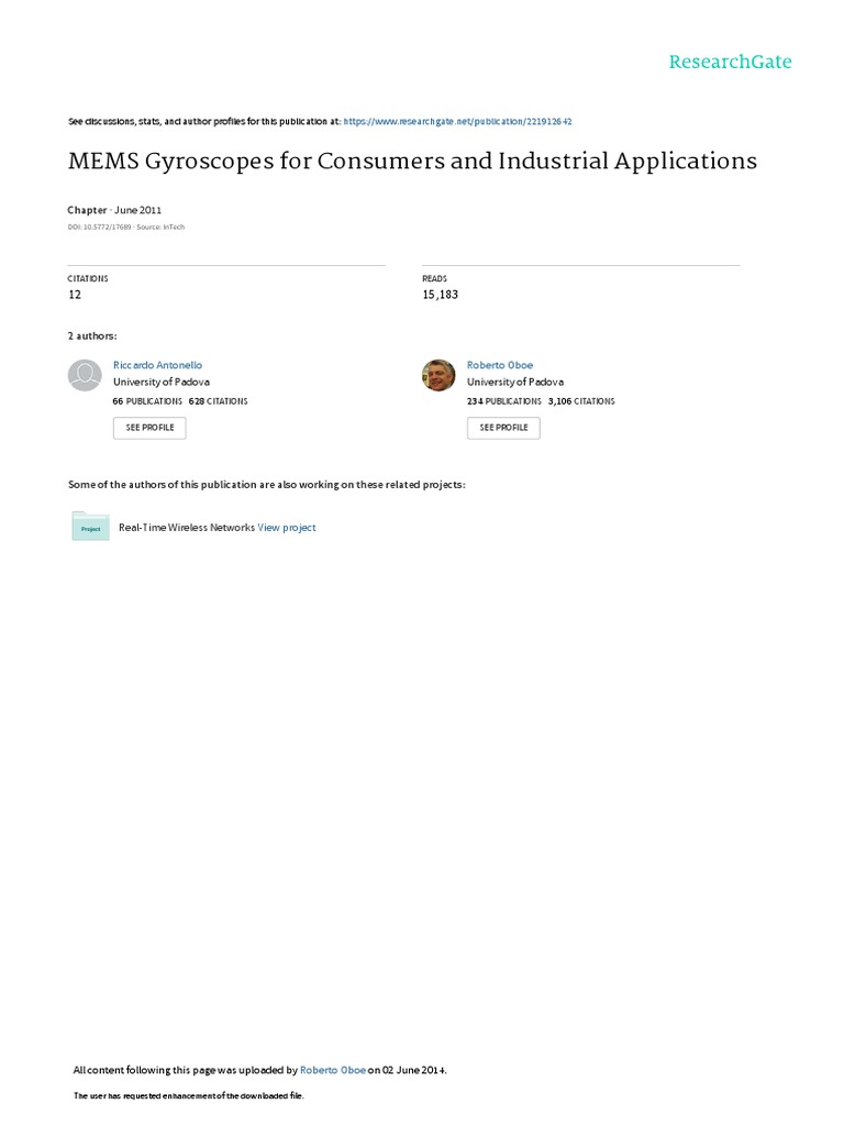 MEMS Gyroscopes For Consumers and Industrial Applications: June 2011 ...